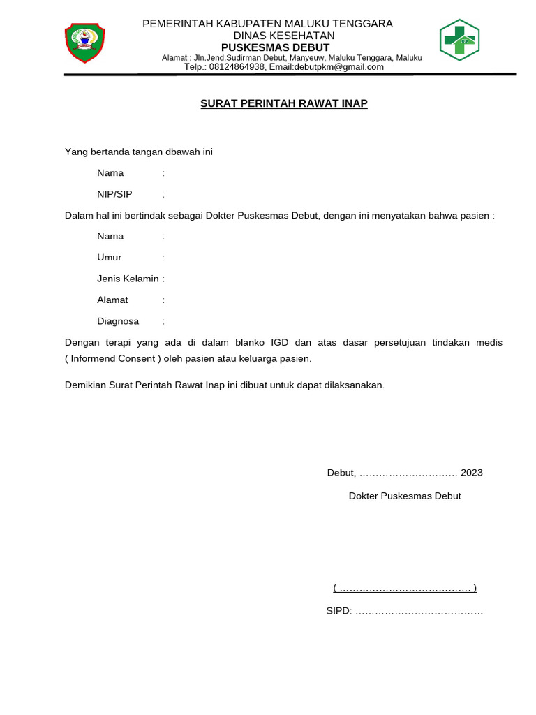 Surat Perintah Rawat Inap | PDF
