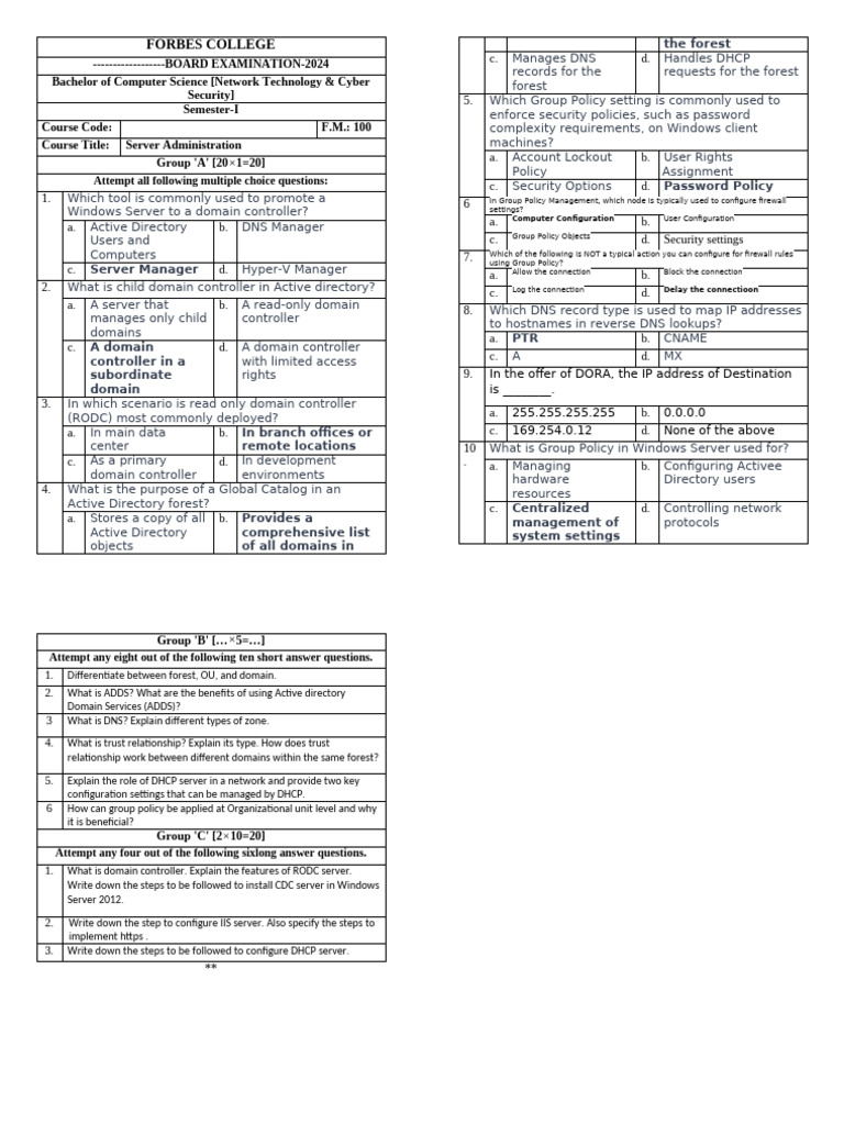 Set B Client Server Computing | PDF