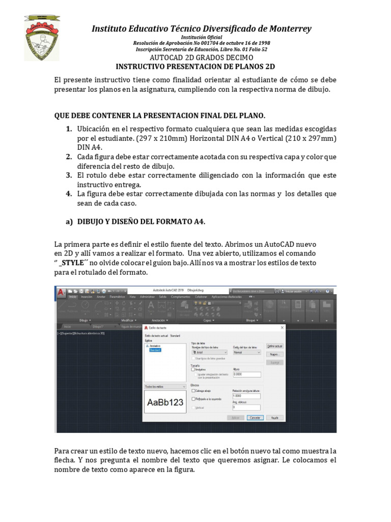 Instructivo Presentacion Planos Autocad Decimo | PDF