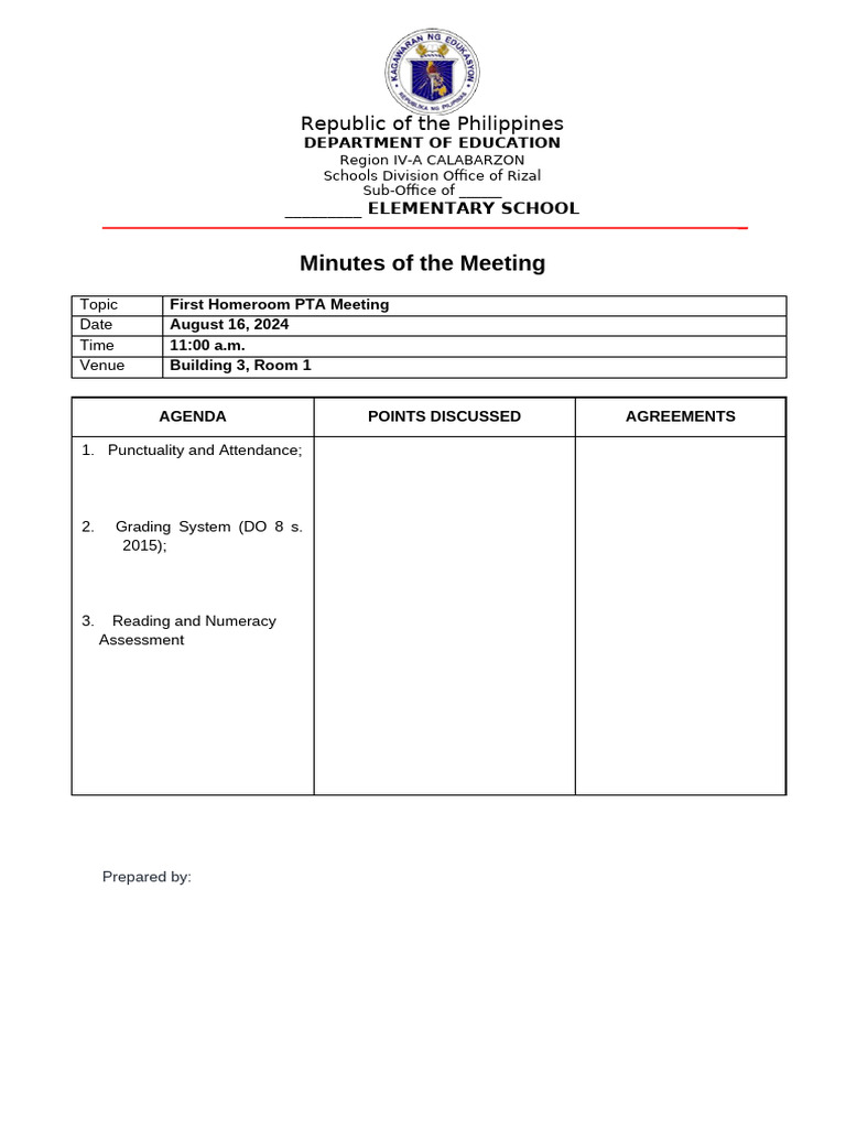 Minutes of Meeting Format | PDF