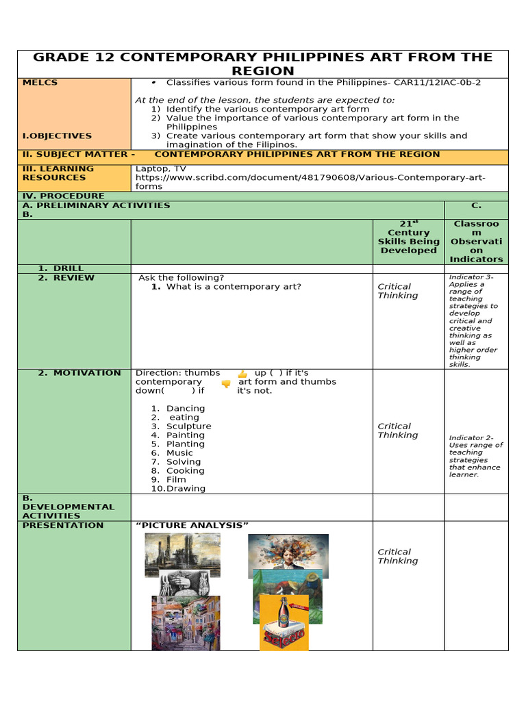 VARIOUS CONTEMPORARY ART FORMS. Valero | PDF | Learning | Cognition