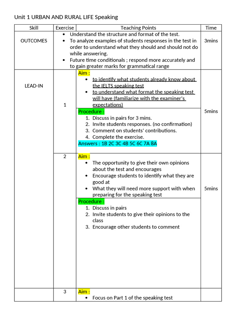Lesson Plan IELTS 3.1 Session 4 | PDF