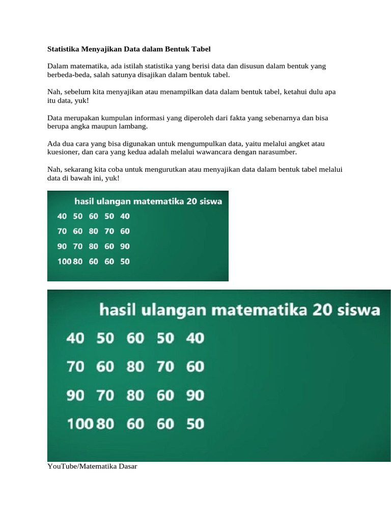 Statistika Menyajikan Data Dalam Bentuk Tabel | PDF
