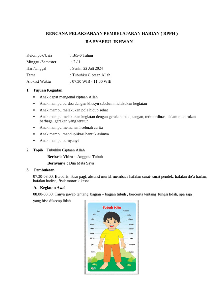 Contoh RPPH B Kurmer | PDF