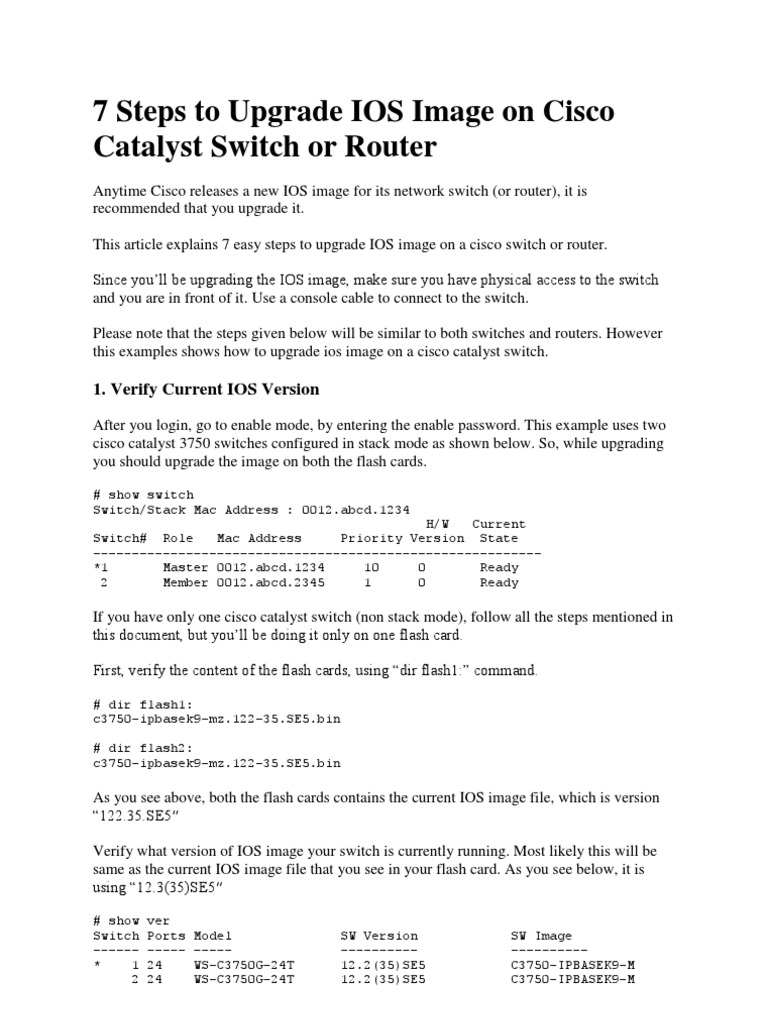 Upgrade IOS Image On Cisco Catalyst Switch or Router | PDF | Network ...