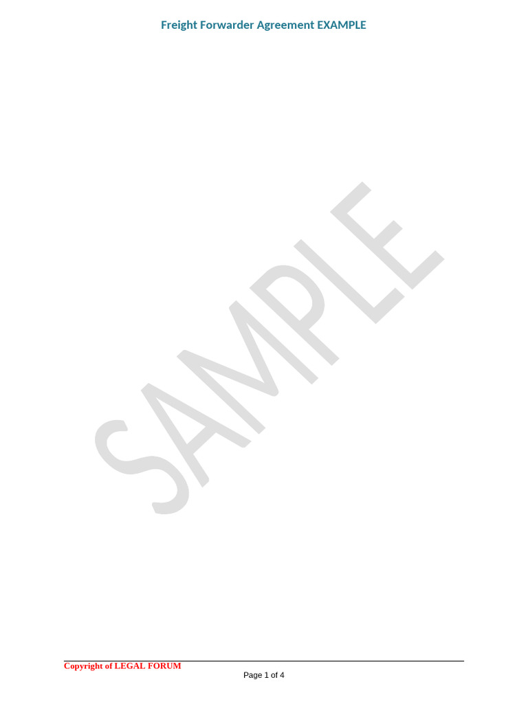 Freight Forwarder Agreement Example | PDF | Cargo | Finance & Money ...