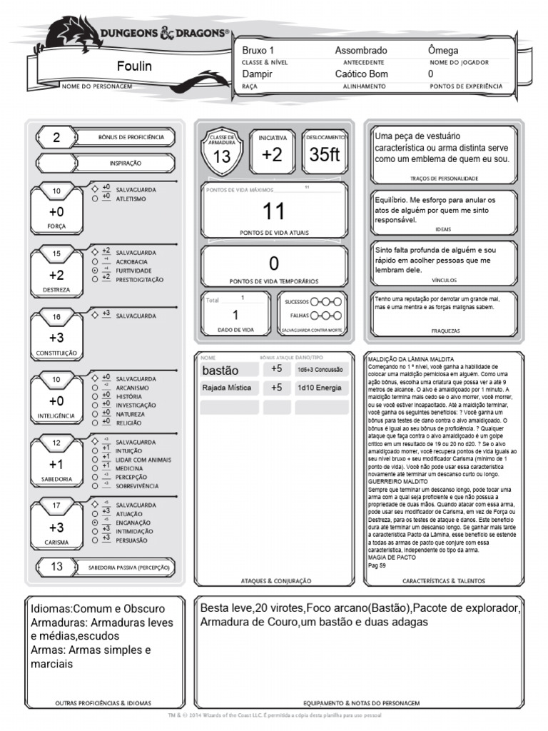 Foulin O Hexblade Corrigido | PDF