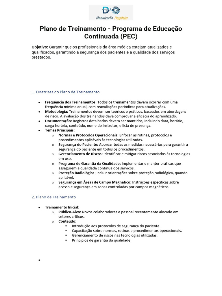 Plano de Treinamento | PDF