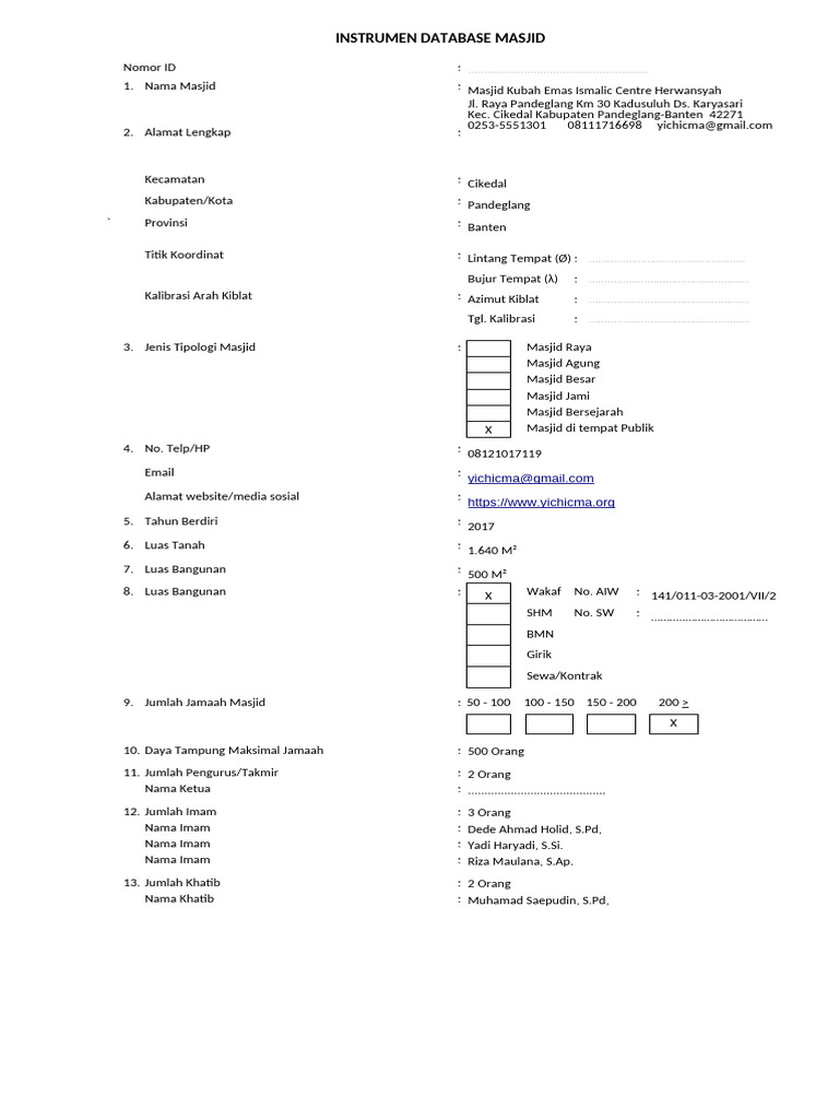 Form Id Masjid | PDF
