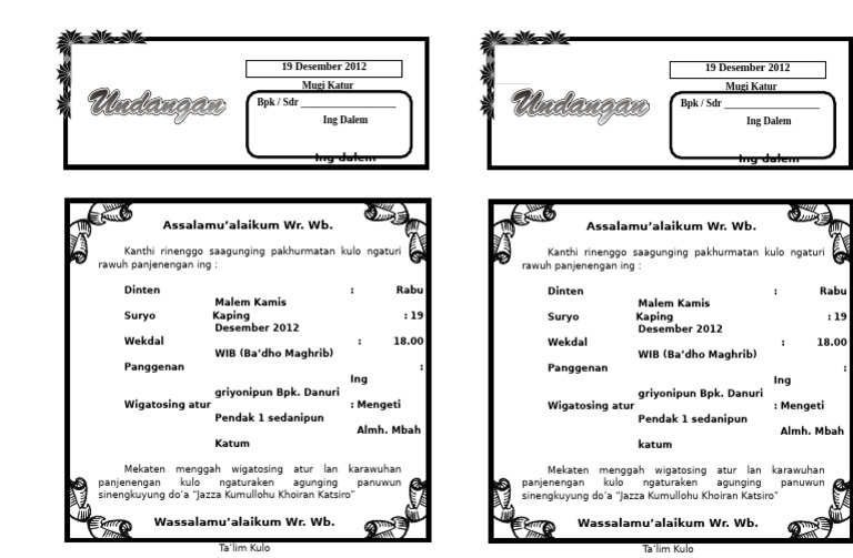 Undangan Pendak 1 | PDF