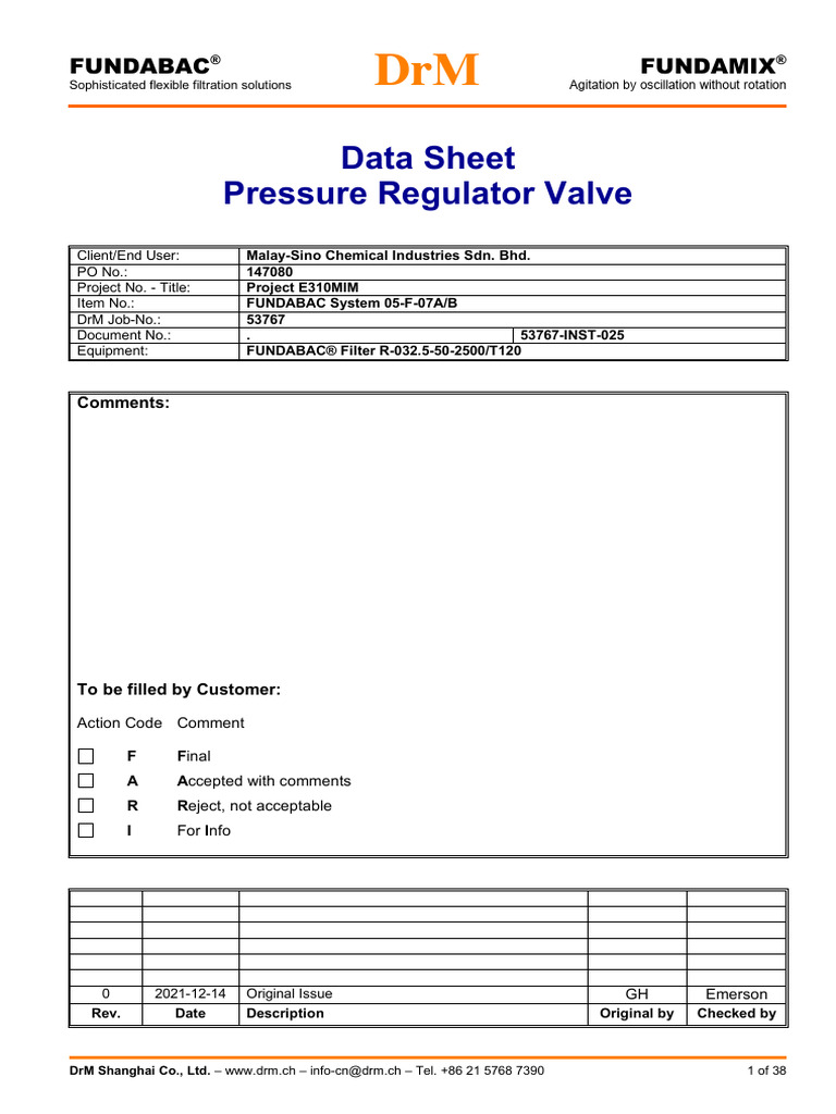 53767-InST-025_0 Data Sheet Pressure Regulator Val_240612_154758 | PDF