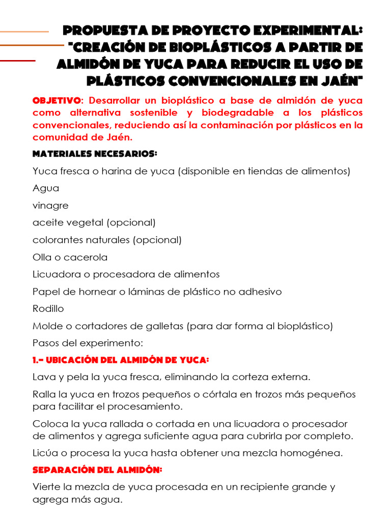 Propuesta de Proyecto Experimental | PDF