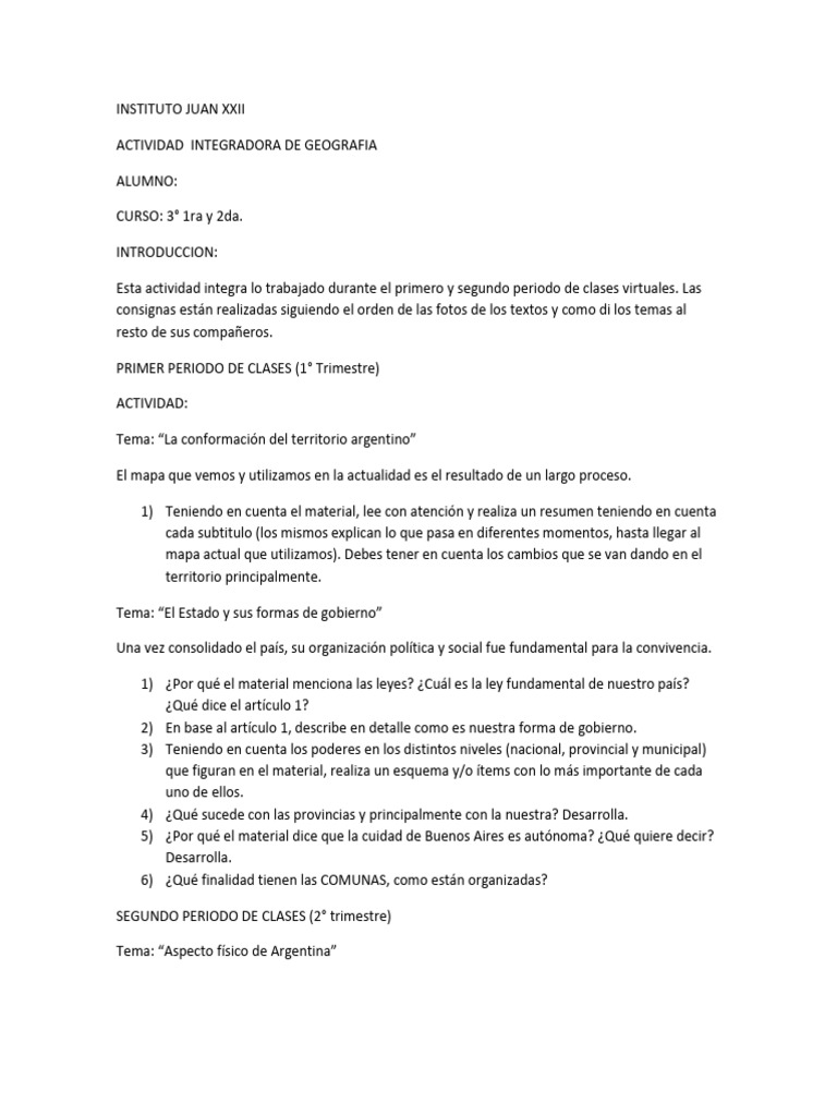 Act. Integra. Completa 1ro y 2do Periodo para Los 3° | PDF