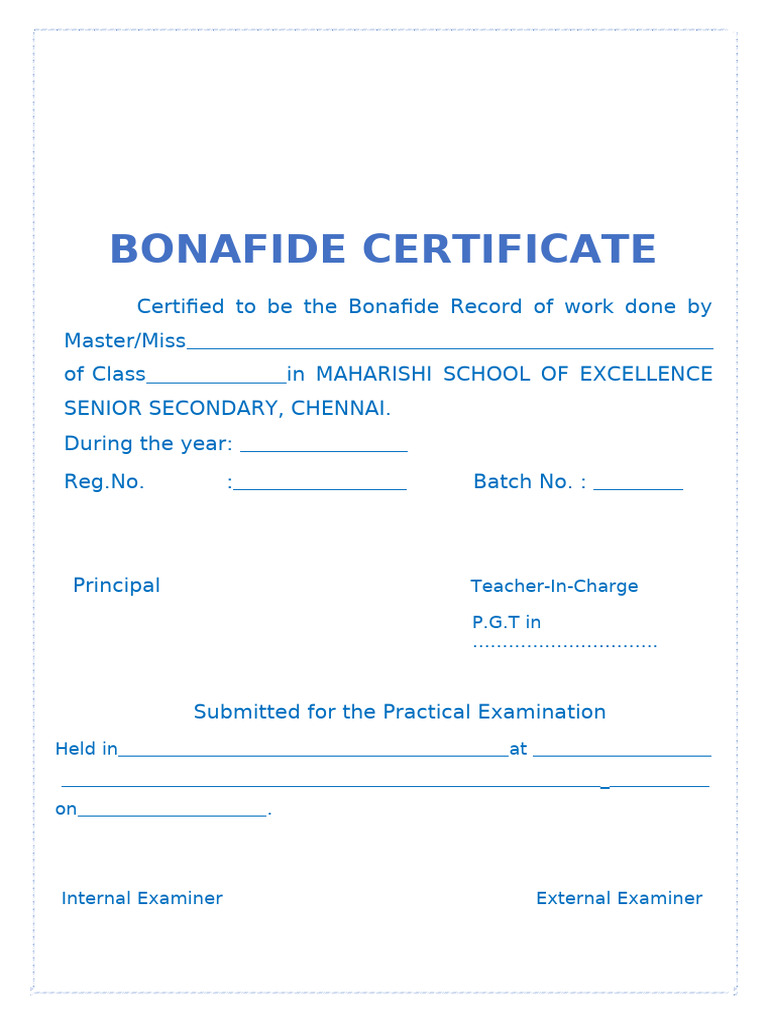Bonafide Certificate | PDF
