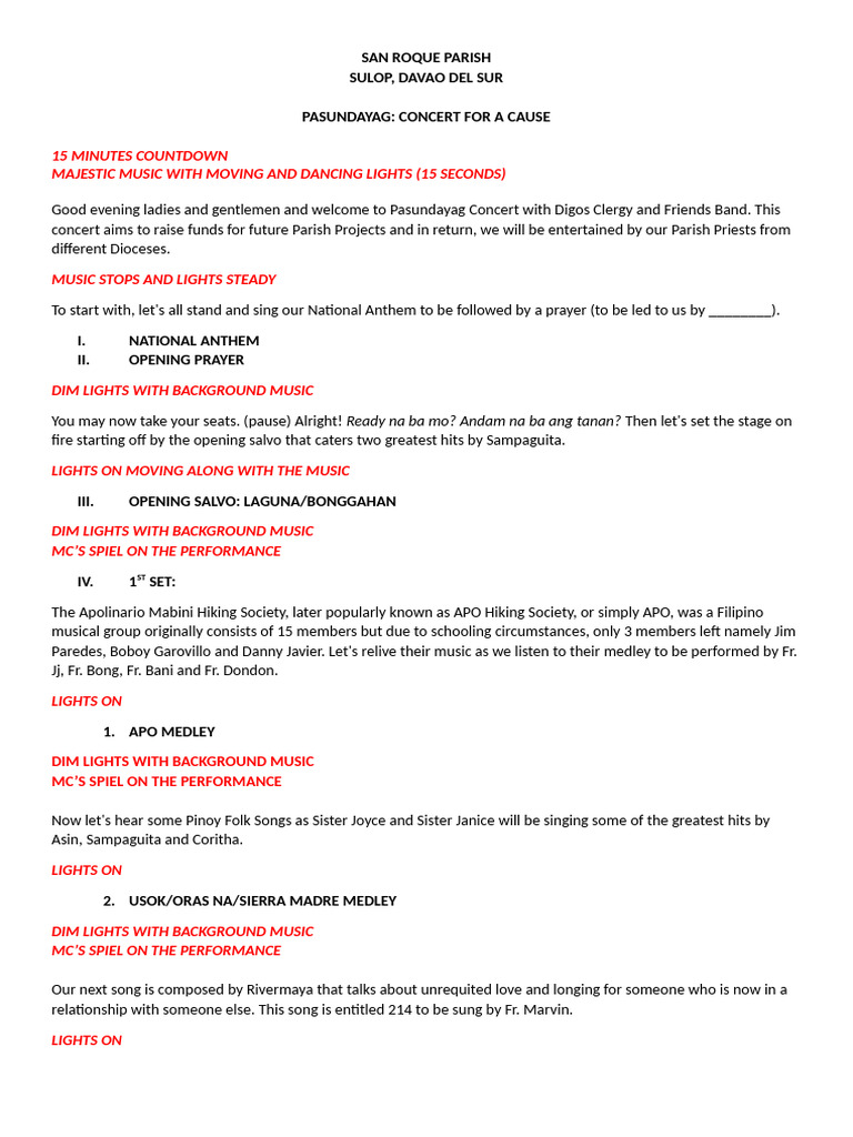 Concert Script | PDF