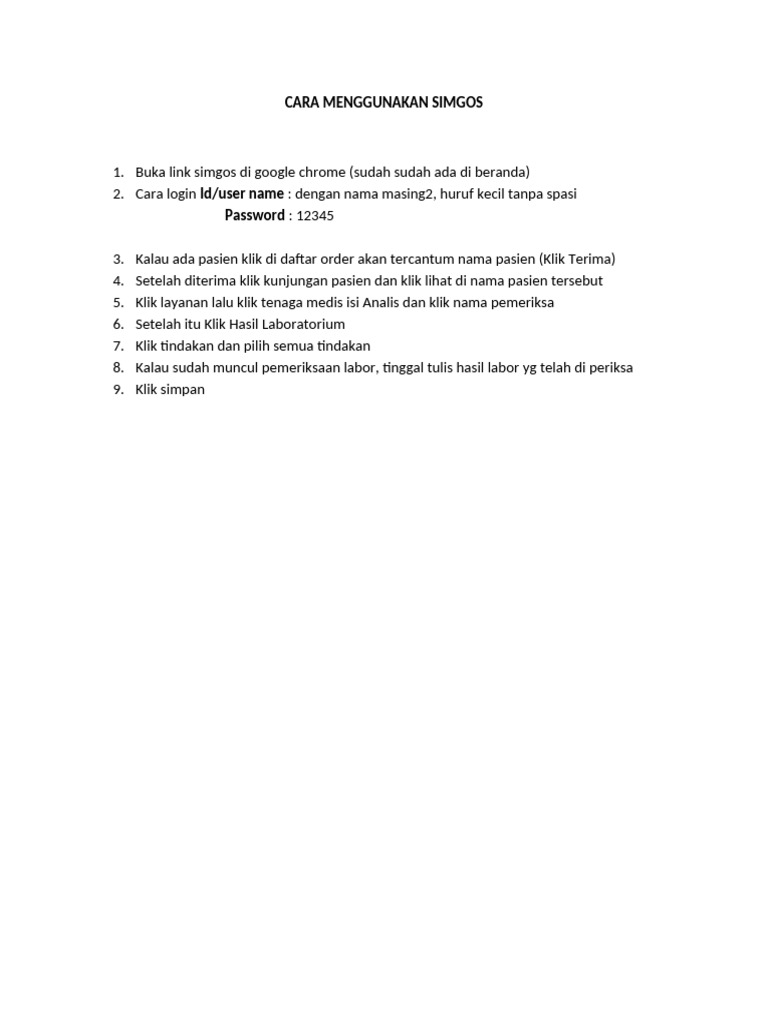 Cara Menggunakan Simgos | PDF