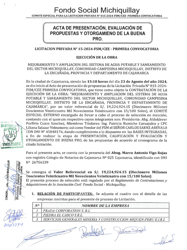 Acta de Buena Pro | PDF