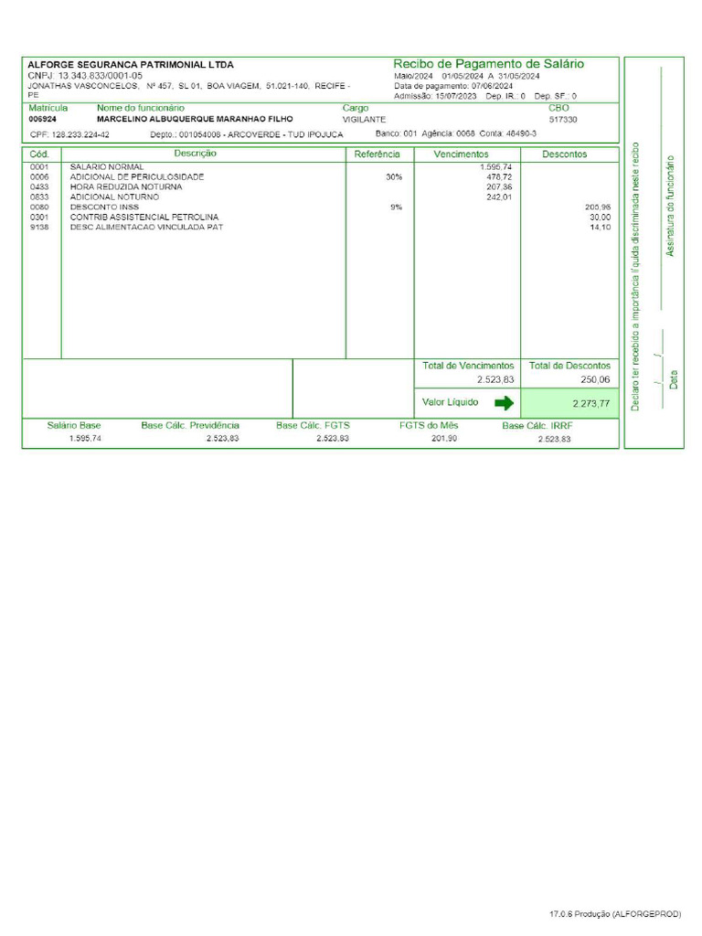 Folha Mensal Maio | PDF