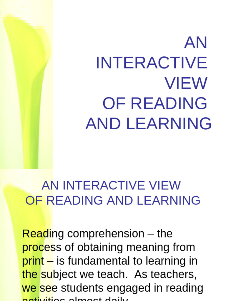 An Interactive View of Reading and Learning | PDF