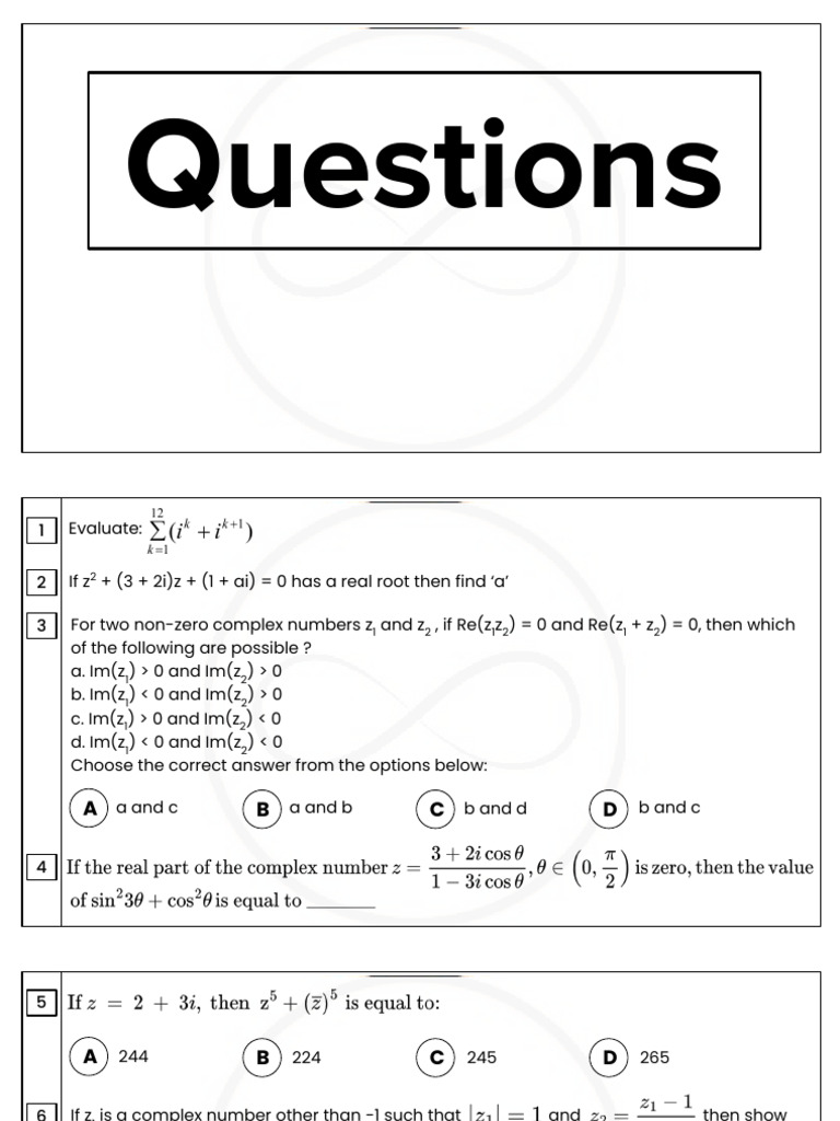 Complex Numbers Practice Advanced High Tough PDF | PDF
