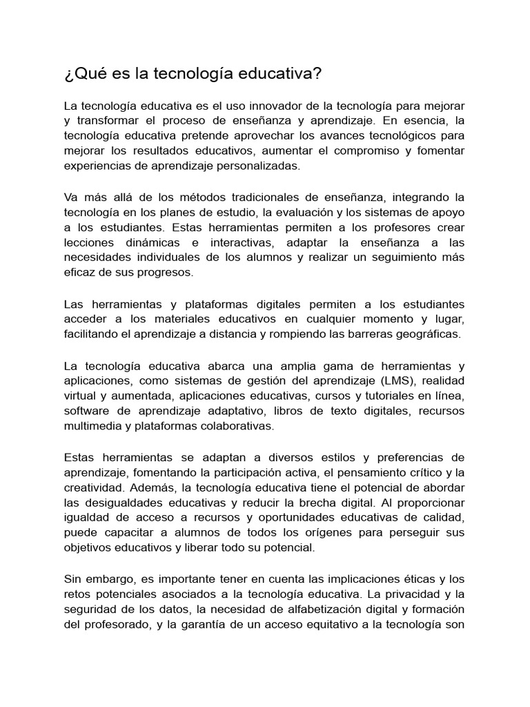 ¿Qué Es La Tecnología Educativa | PDF | Tecnologia Educacional | Enseñando