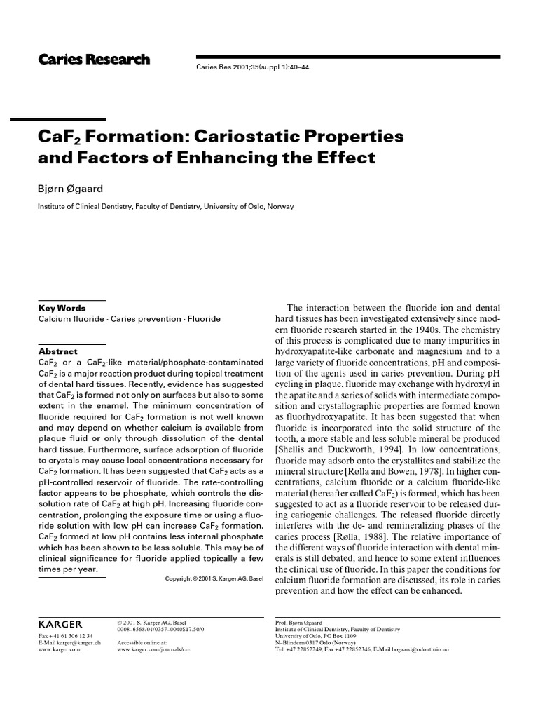 Caf Formation: Cariostatic Properties and Factors of Enhancing The ...