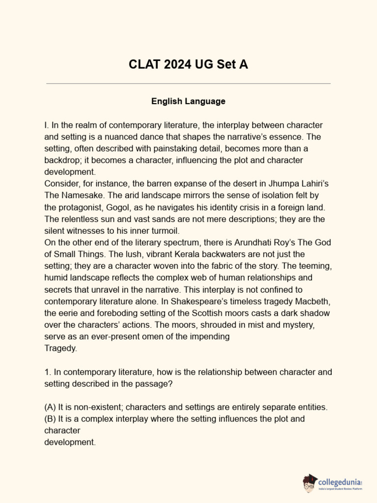 CLAT 2024 UG Solution Set A | PDF