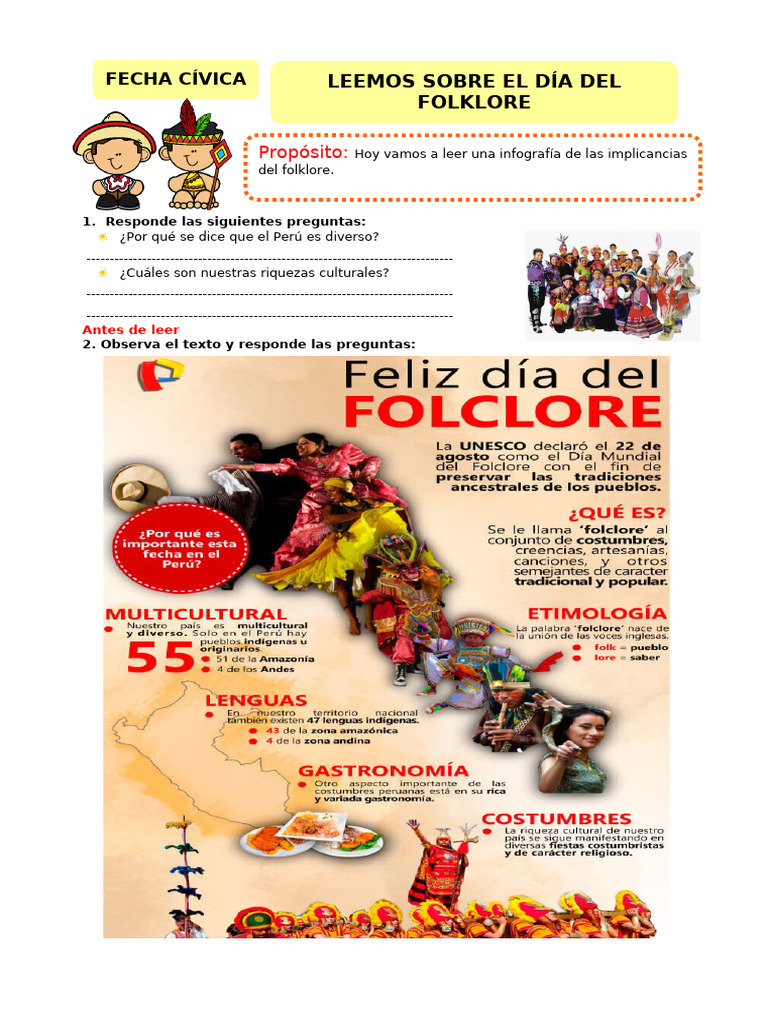 Ficha Plan Lector-Leemos Sobre El Día Del Folklore | PDF