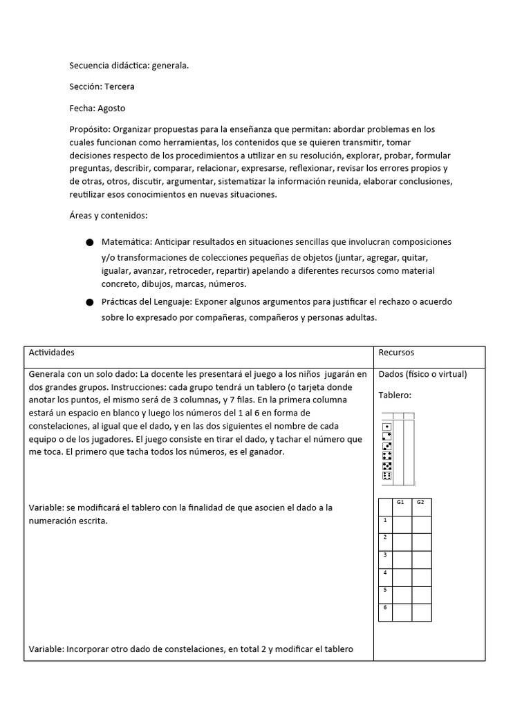 GENERALA Secuencia | PDF