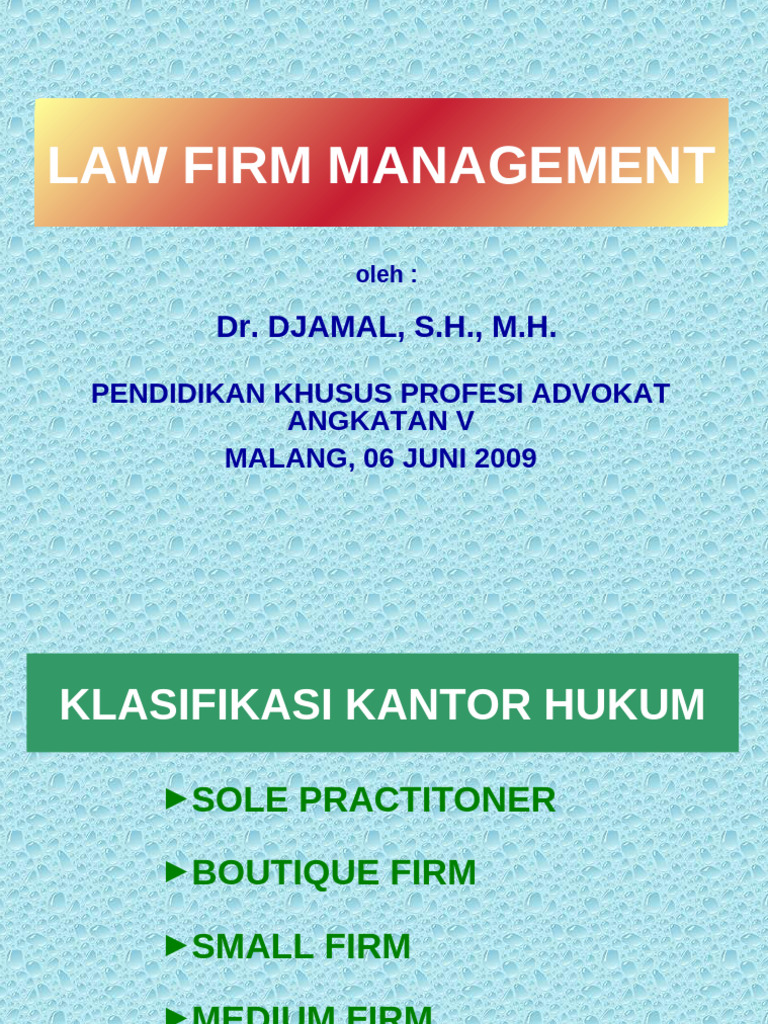 Law Firm Management | PDF
