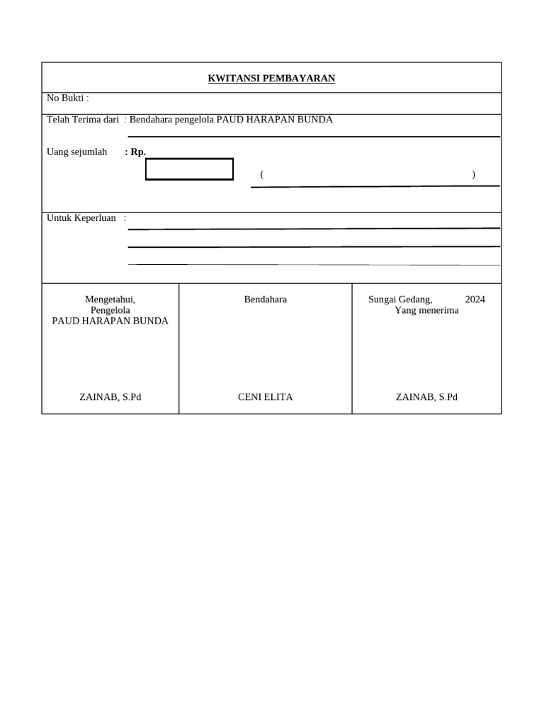 KWITANSI PEMBAYARAN tokk | PDF