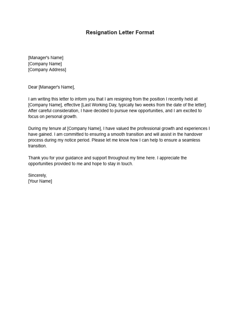 Resignation Letter Format | PDF