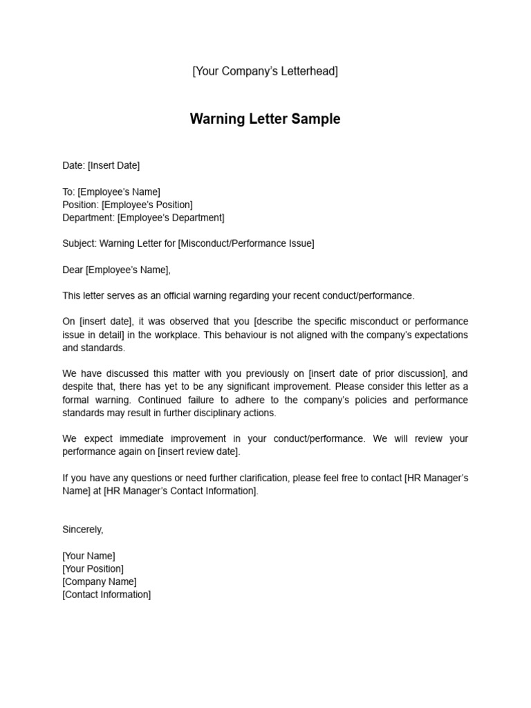 Warning Letter Sample | PDF