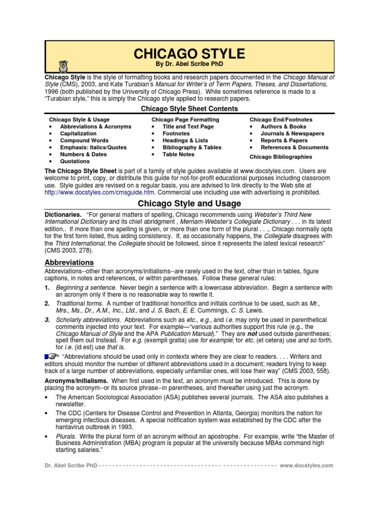 A Comprehensive Guide to Chicago Style Formatting and Documentation ...