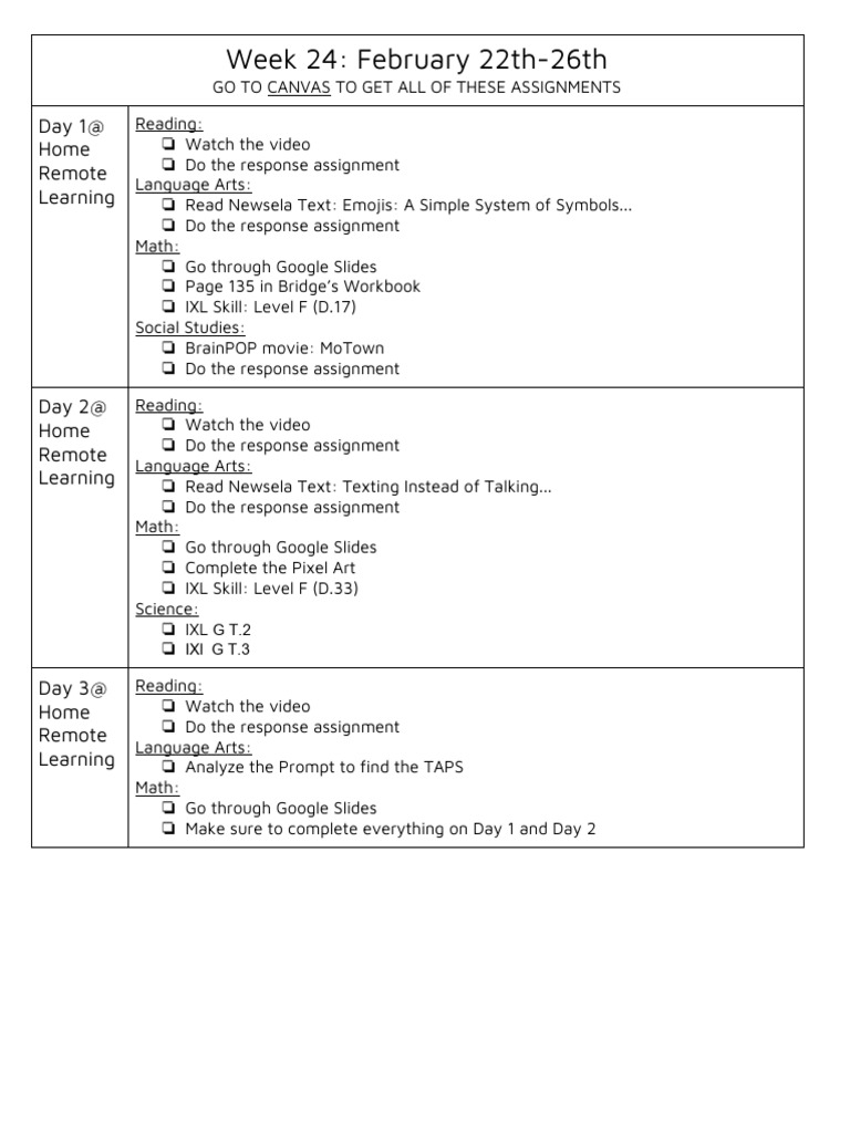 Checklist Week 24 | PDF