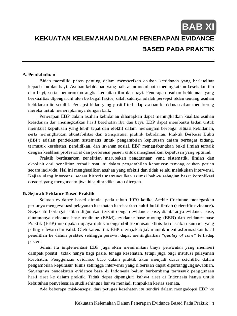 BAB XI Kekuatan Kelemahan dalam Penerapan EB pd Praktik | PDF