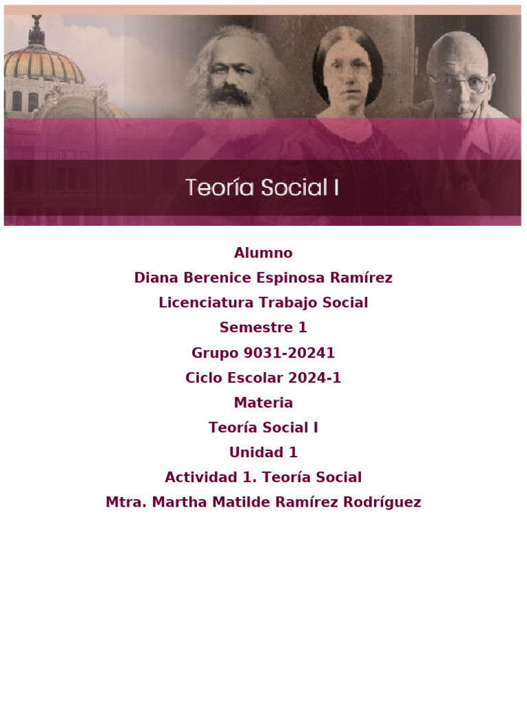 U1 - Teoría Social - Diana Berenice Espinosa Ramirez | PDF