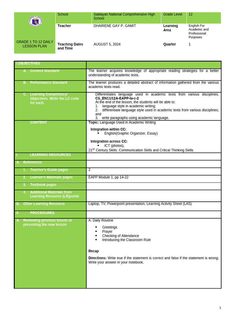 DLP Lesson 2 | PDF