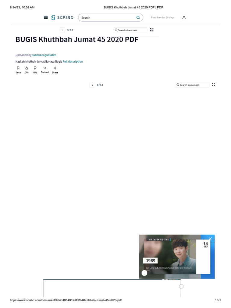 Bugis Khuthbah Jumat 45 2020 PDF - PDF | PDF