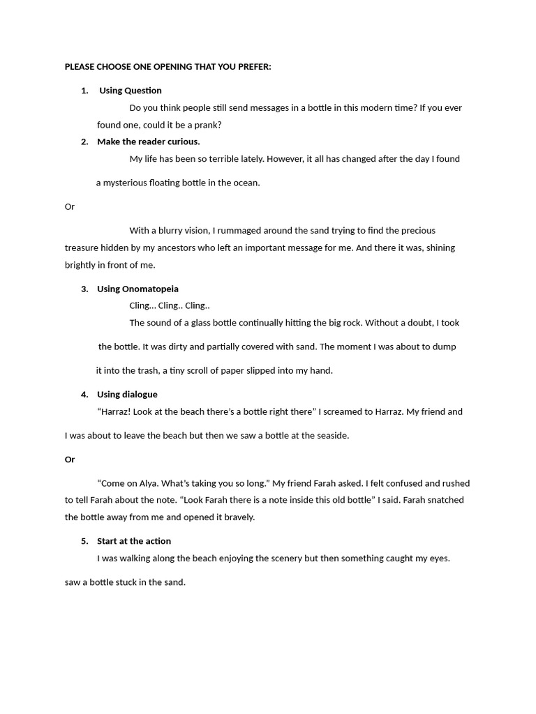 Sample SPM Story - Treasure Map | PDF