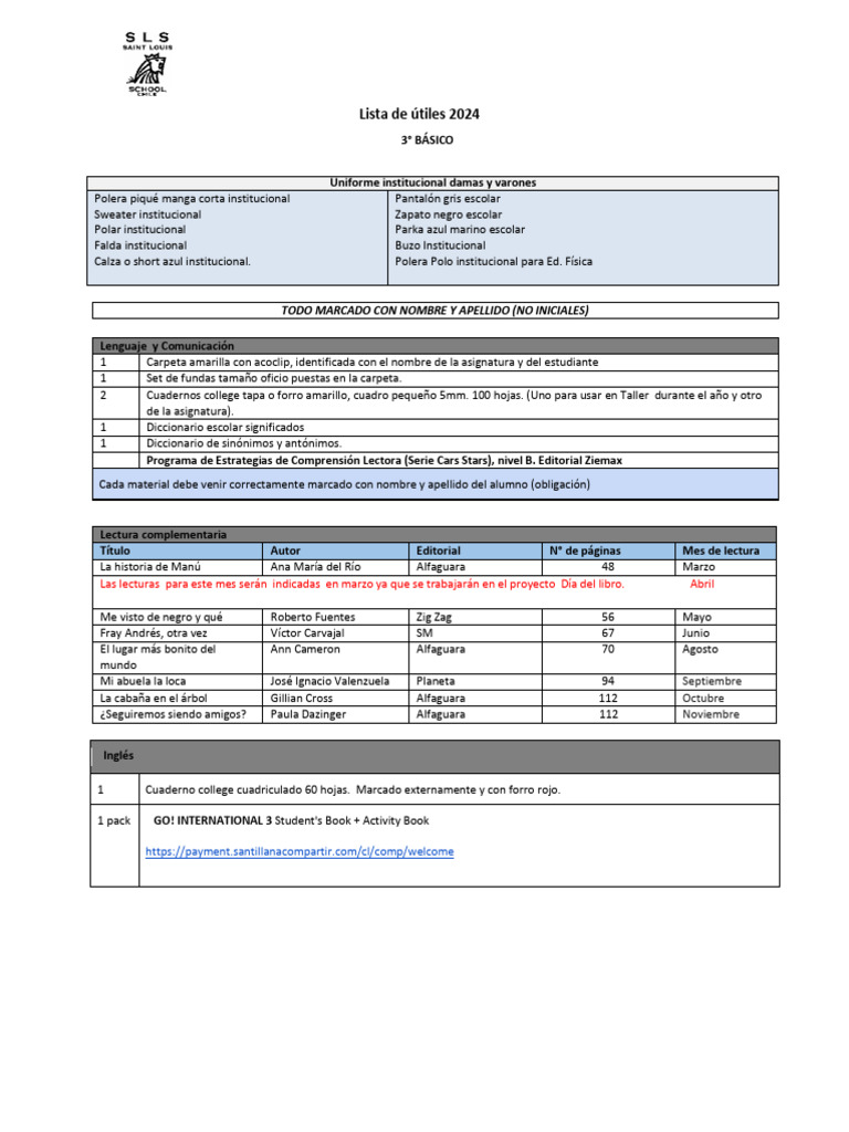 3â° Lista de Ã Tiles | PDF