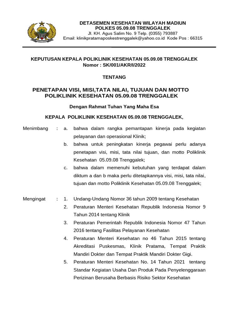 TKK 1 EP 1.1c SK VISI MISI, TATANILAI, TUJUAN DAN MOTTO | PDF