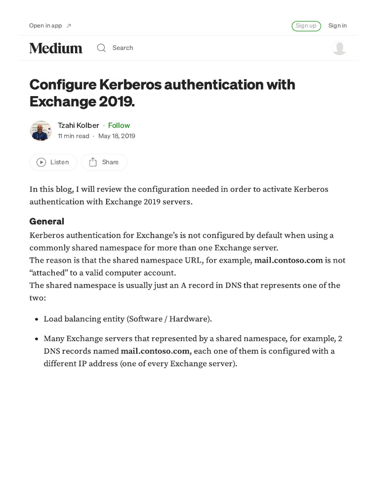 Configure Kerberos Authentication With Exchange 2019 | PDF | Technology ...
