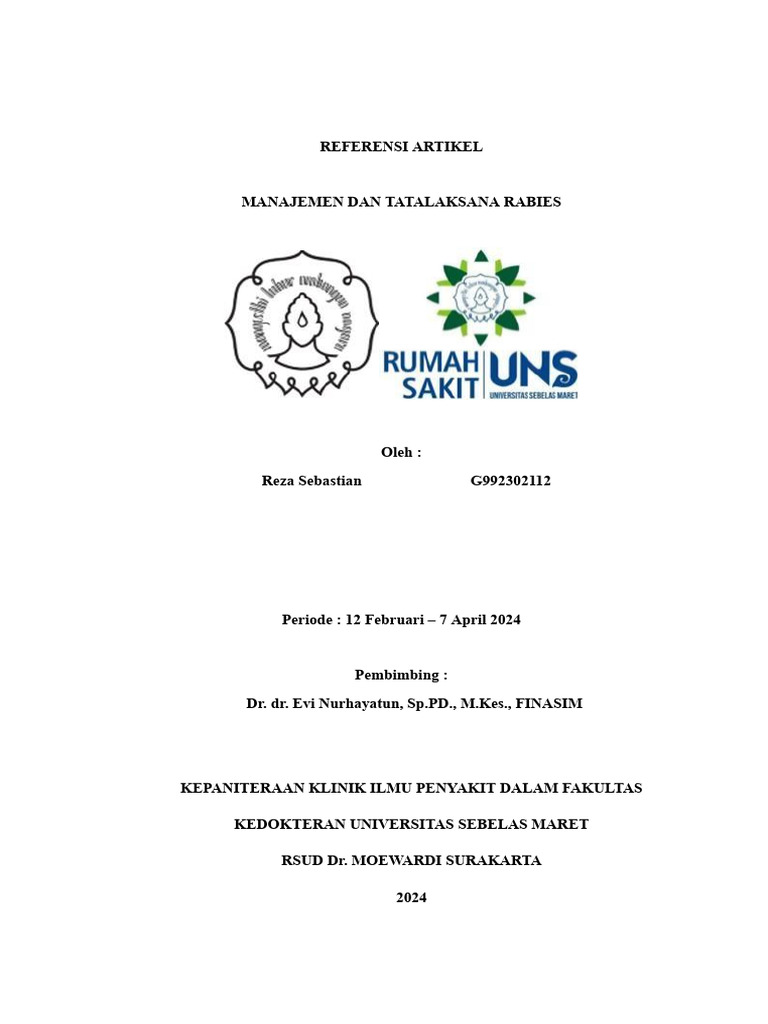 REFERAT MANAJEMEN DAN TATALAKSANA RABIES 12 FEB - 7 APR 2024 - Reza ...