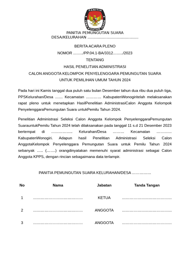 Ba Penelitian Administrasi Kpps Edit | PDF