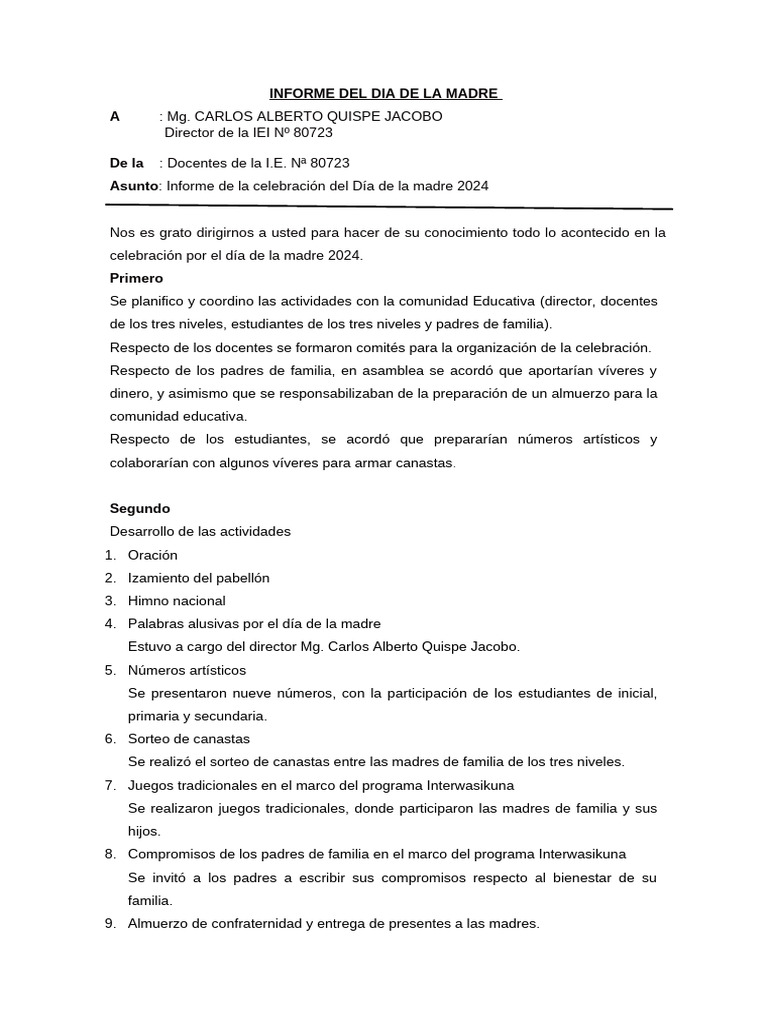 Informe 02 - Dia de La Madre | PDF