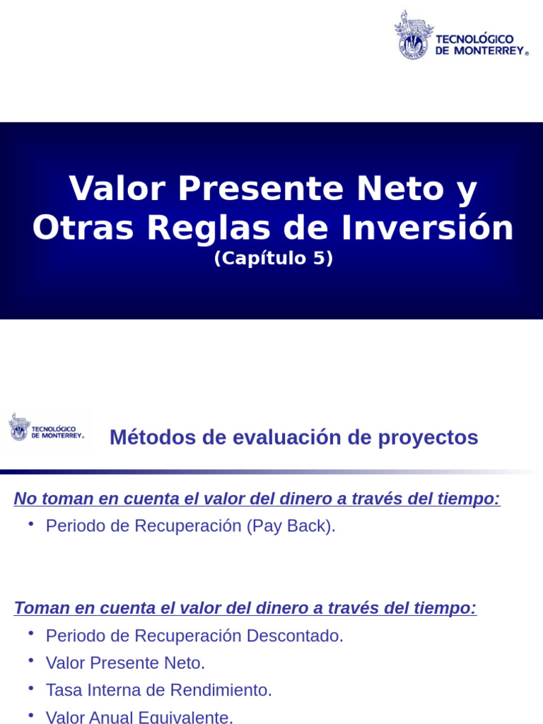 Valor Presente Neto y Otras Reglas de Inversión (Cap. 5) | PDF