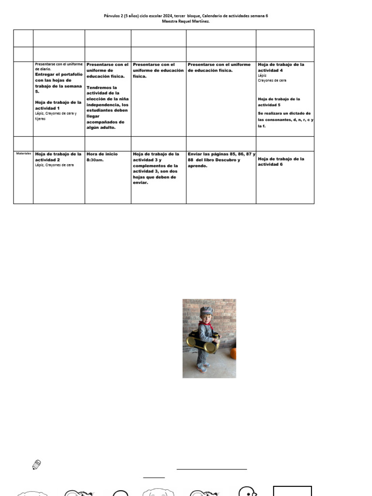 5 Años, Semana 6, Tercer Bloque | PDF | Educación de la primera infancia