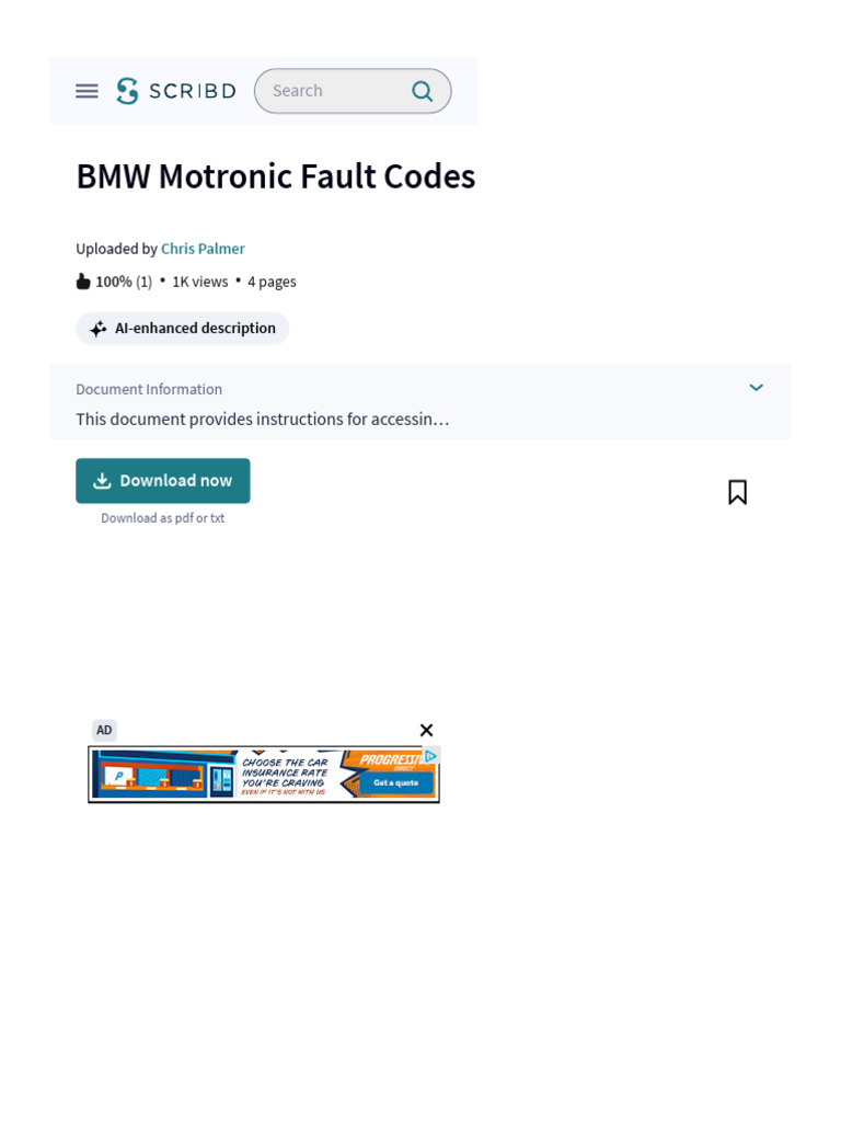 BMW Motronic Fault Codes - PDF - Ignition System - Anti Lock Braking ...