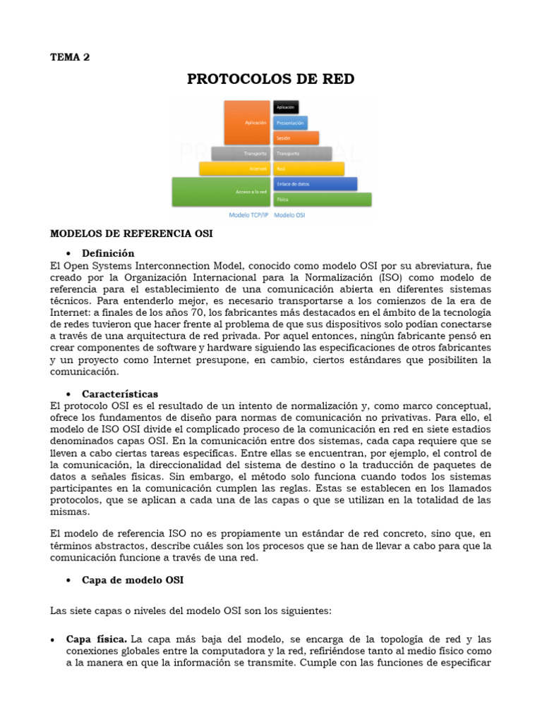 TEMA 2_PROTOCOLOS DE RED | PDF